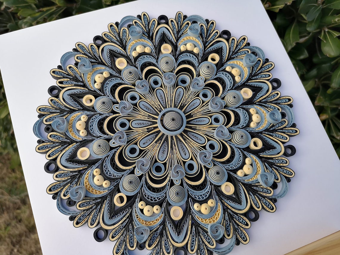 Black Blue Paper Mandala Mandala Quilled Wall Decor Unique - Etsy