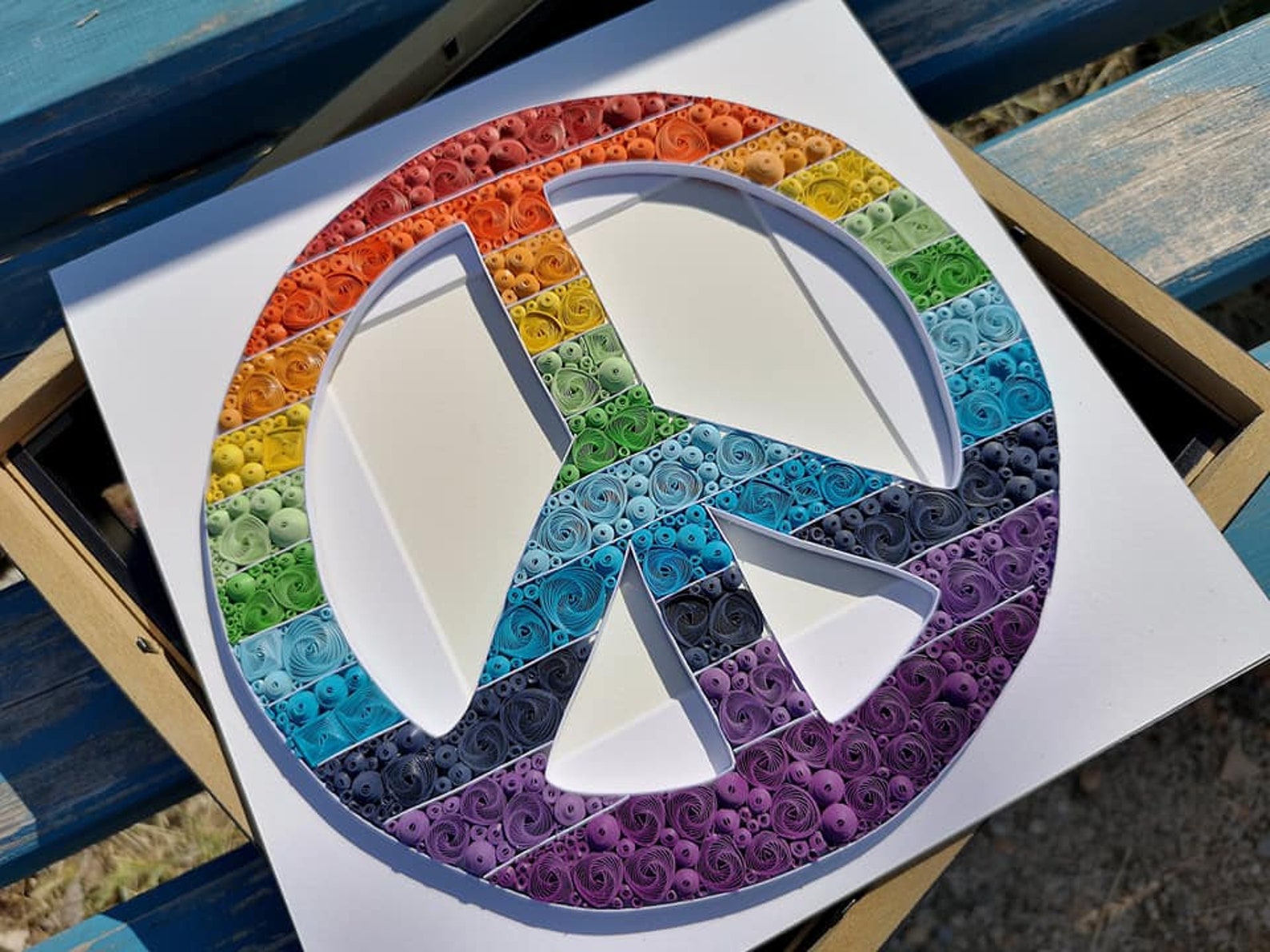 Paper Peace Sign Quilled Wall Art, Hippie Symbol Framed Decor ...