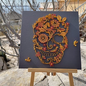 Boho Gotihic Sugar Skull Floral Sugar Skull Paper Quilled - Etsy