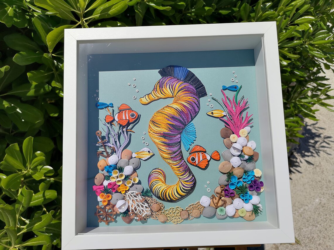Underwater Sea Life Quilling Art, Paper Tropical Seahorse Wall Theme ...