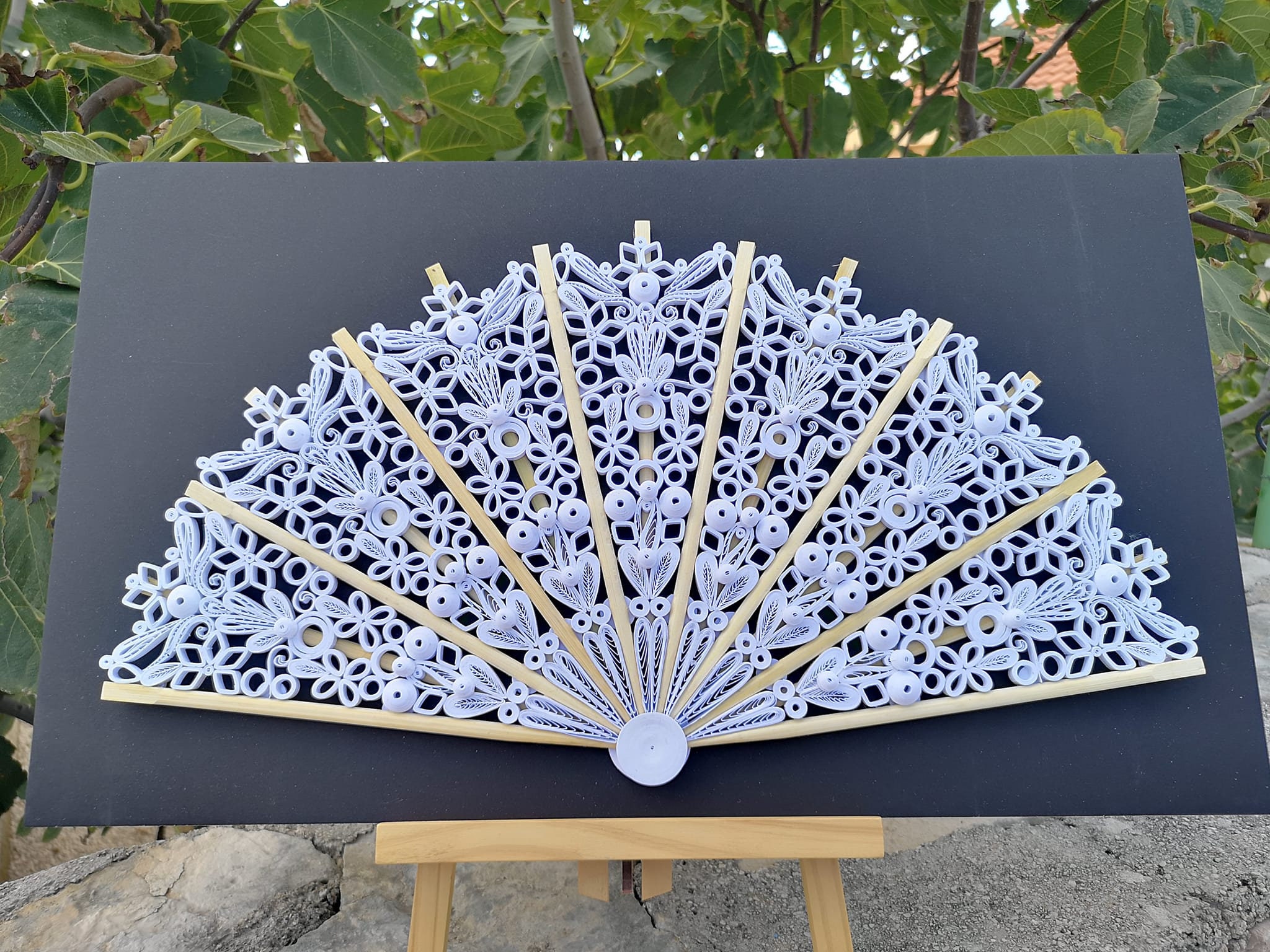 Quilled Paper Fan Wall Decor, White Mandala Boho 3D Quilling Art ...