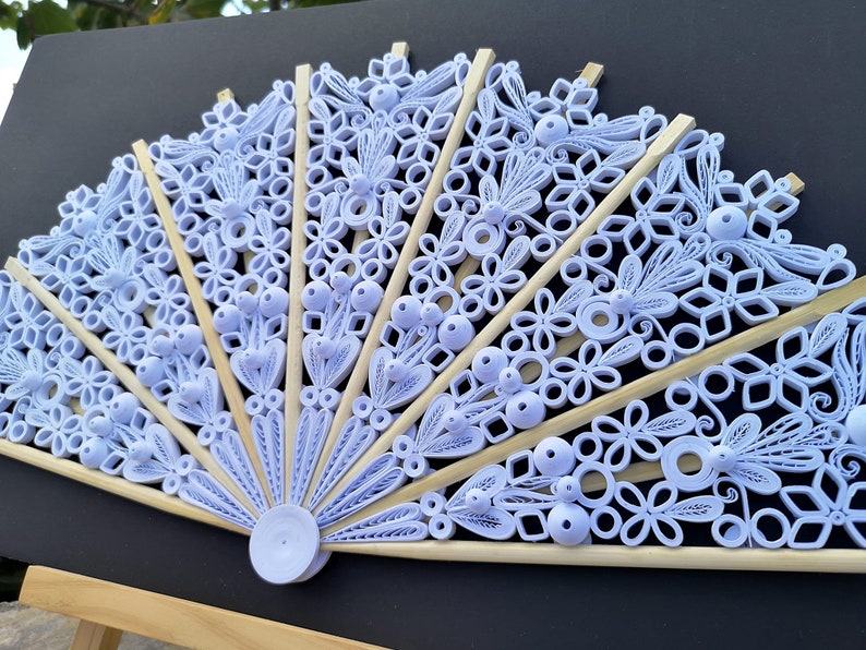 Quilled Paper Fan Wall Decor, White Mandala Boho 3D Quilling Art ...