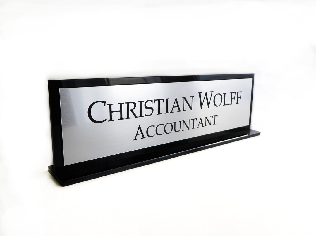 Double Sided Desk Name Plate, Executive, Personalised, Custom Engraved ...