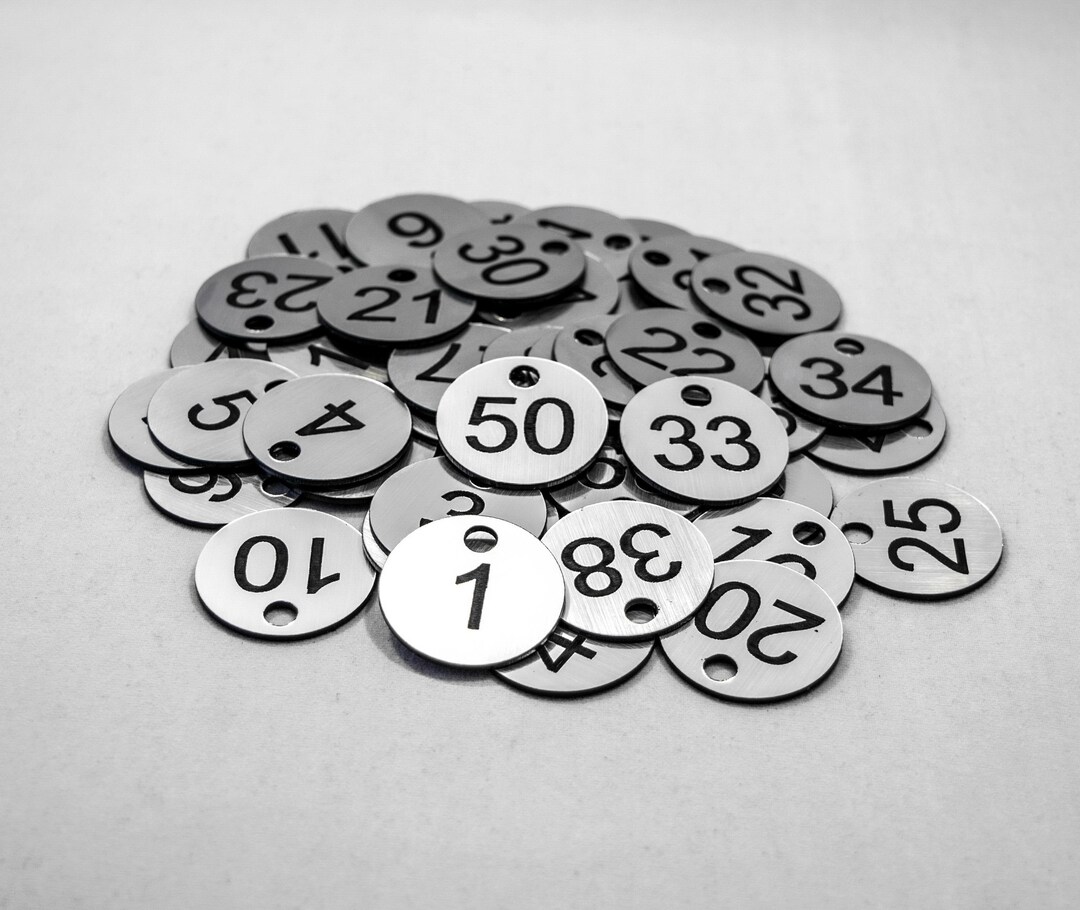 50 Numbered Tags, Size 3cm, Custom Engraved Discs, for Table, Tags for ...