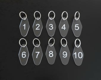 Acrylic Numbered Key Fobs | Etsy
