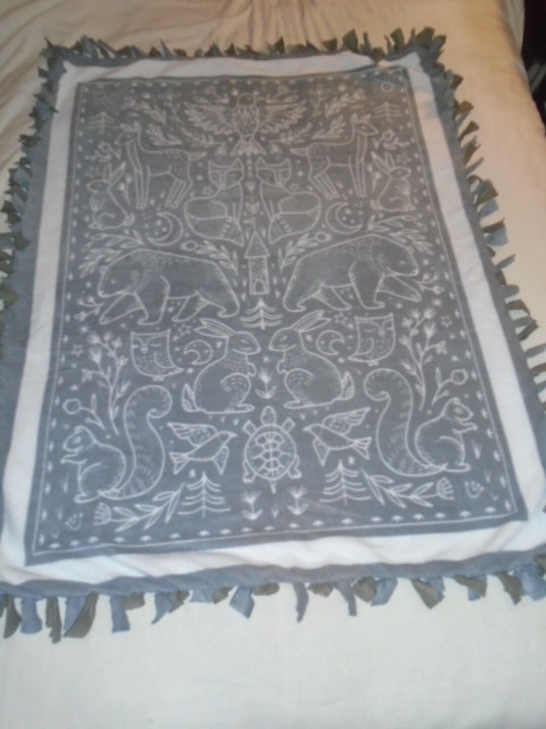 Whimsical Baby Forest Animal's Double Sided Hand Tied Fleece Rag ...