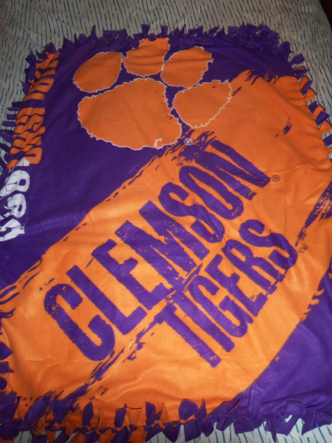 Brand New Clemson Tiger Football Double Sided Hand Tied Fleece Rag ...