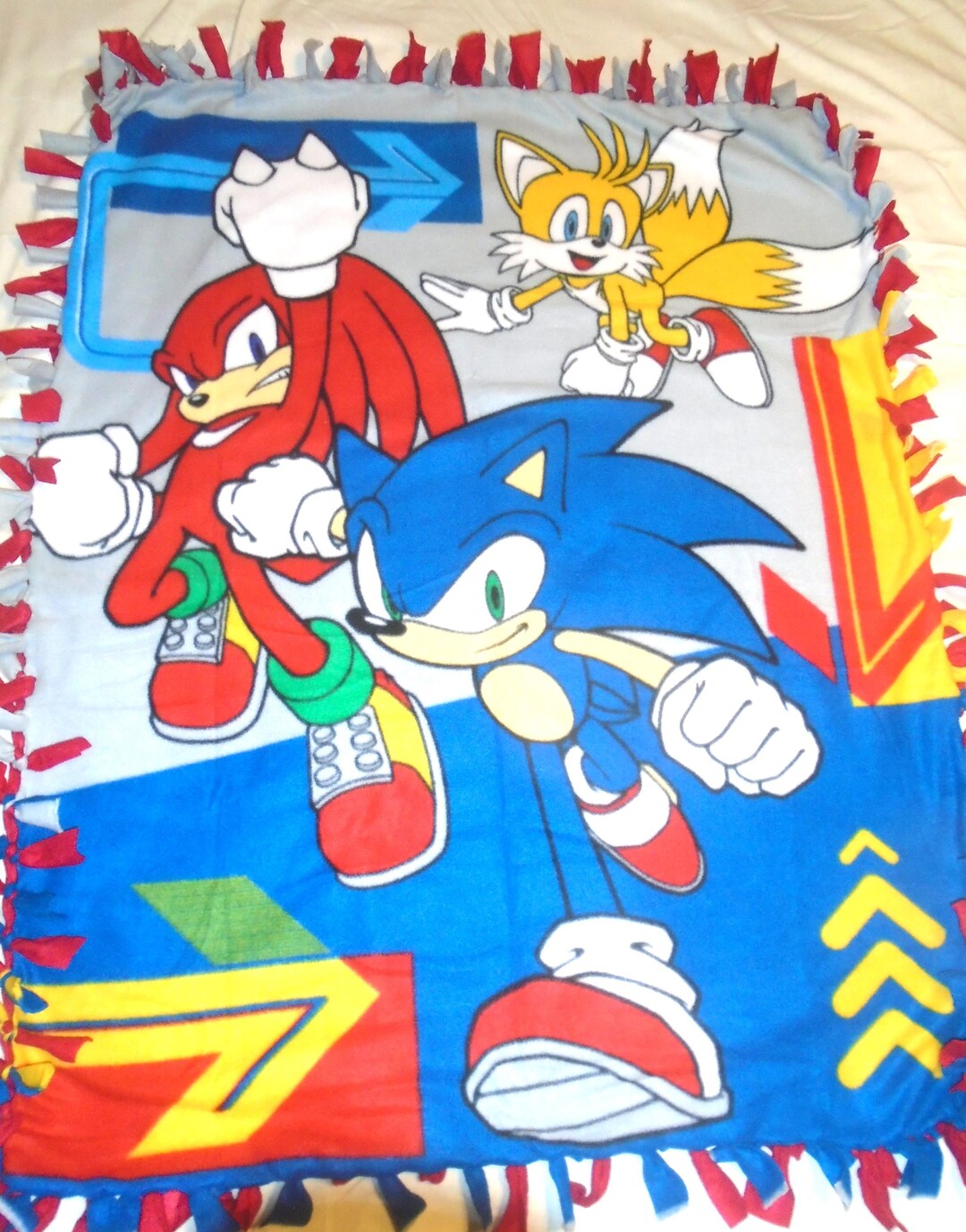 Sonic the Hedgehog Super Hero Double Sided Hand Tied Fleece Rag Toddler ...