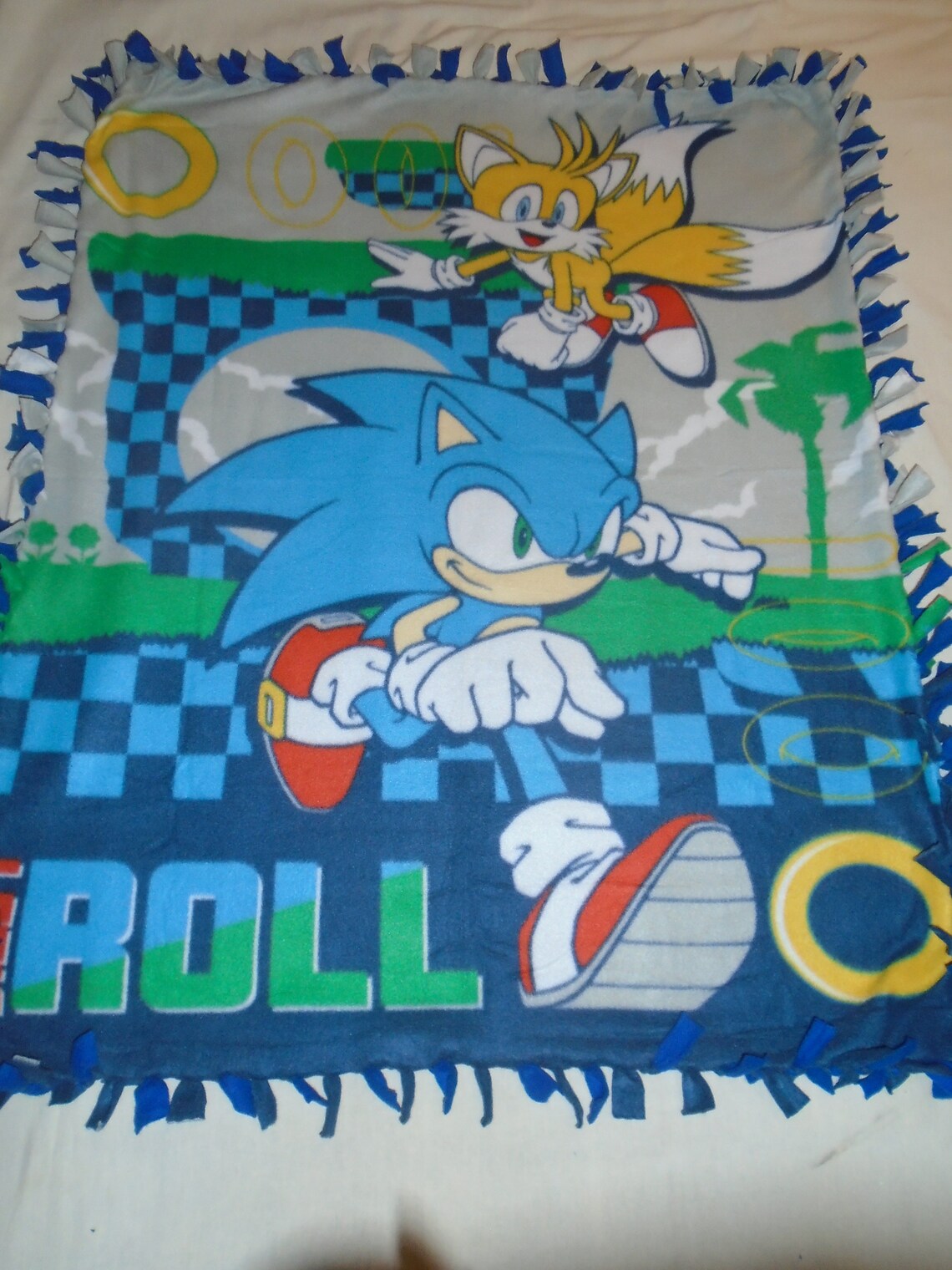 Sonic the Hedgehog Super Hero Double Sided Hand Tied Fleece Rag Toddler ...