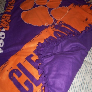 Brand New Clemson Tiger Football Double Sided Hand Tied Fleece Rag ...