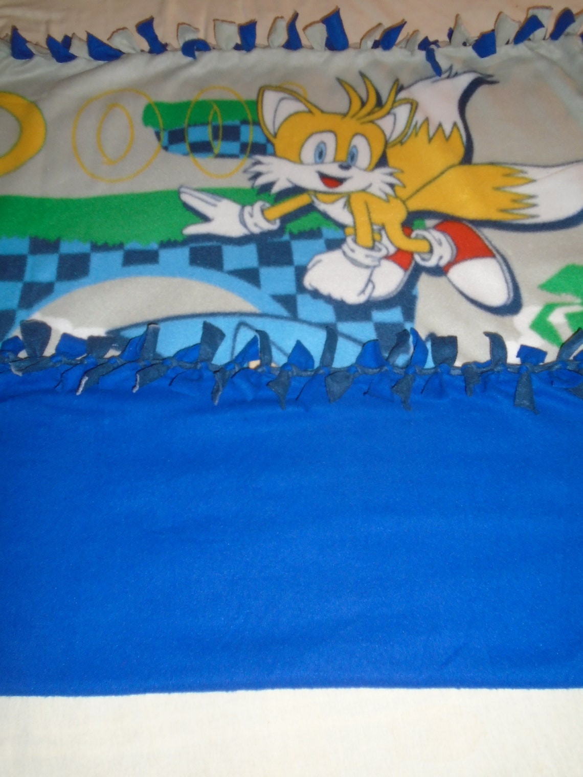 Sonic the Hedgehog Super Hero Double Sided Hand Tied Fleece Rag Toddler ...