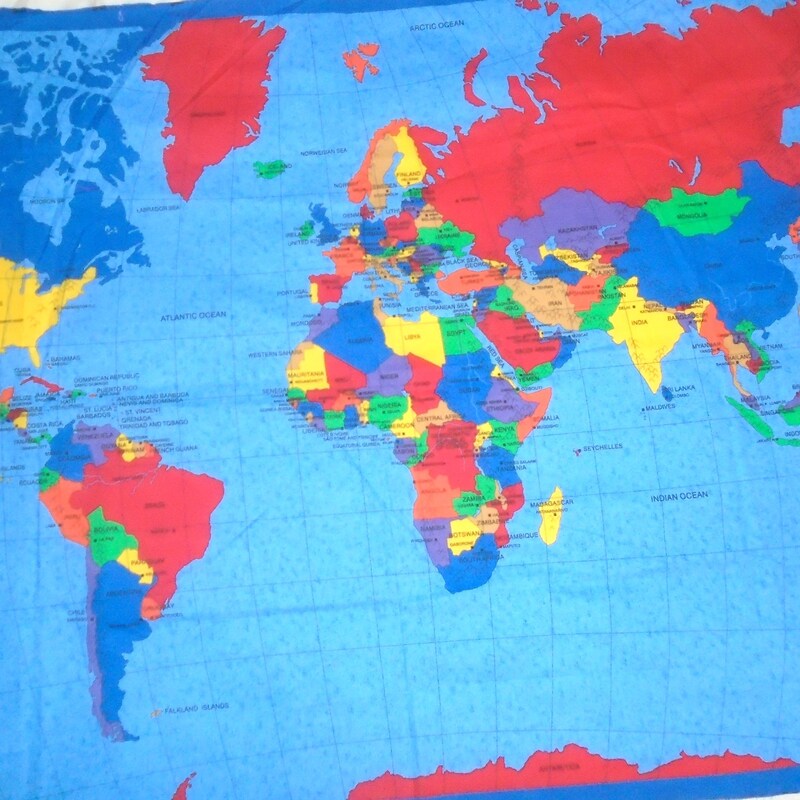 World Map Fabric - Etsy