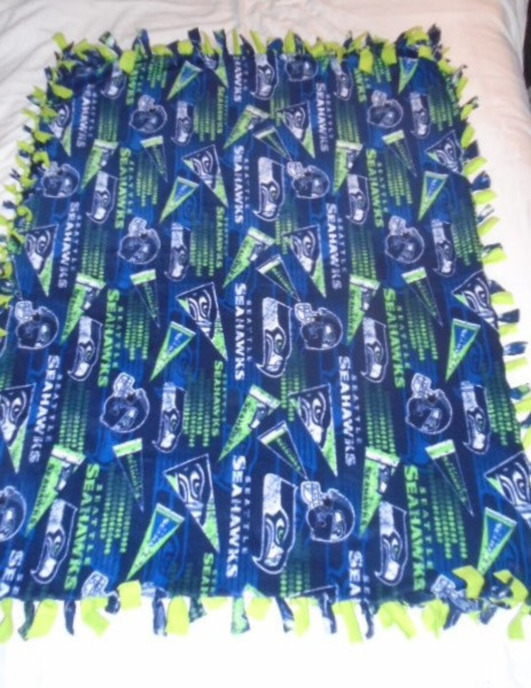 Seattle Seahawks NFL Football Double Sided Hand Tied Fleece Rag Blanket ...