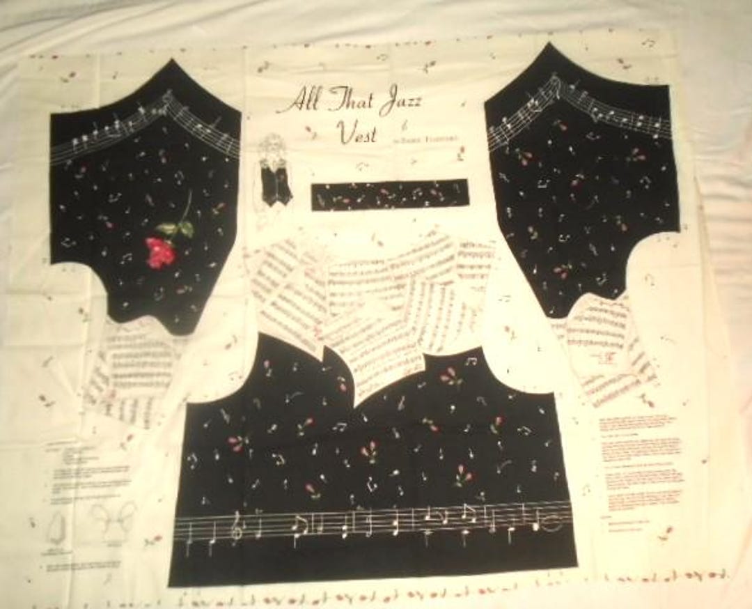 All That Jazz Music Notes & Sheet Music Fabric Panel Vest W ...