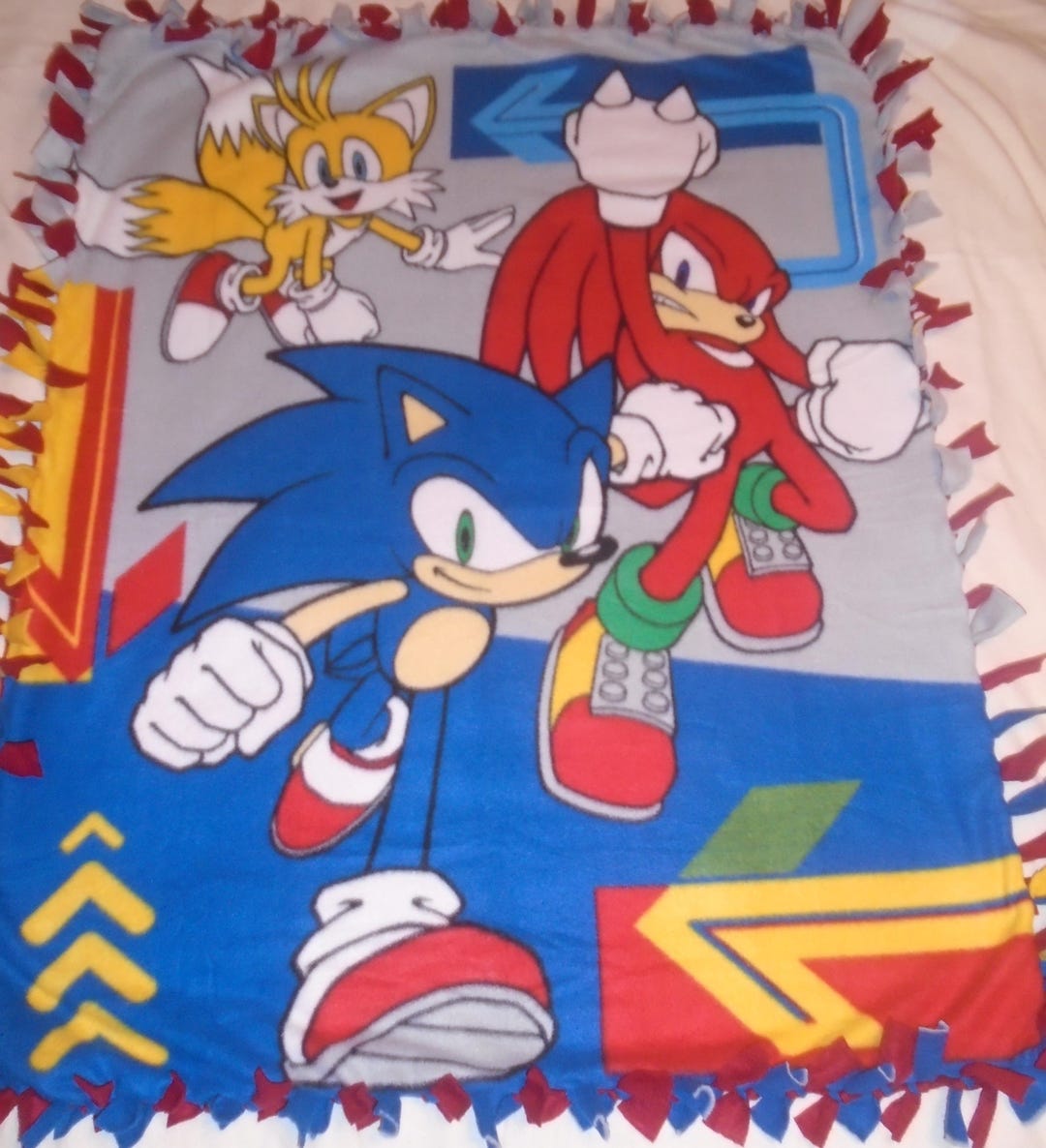 Sonic the Hedgehog Super Hero Double Sided Hand Tied Fleece Rag Toddler ...