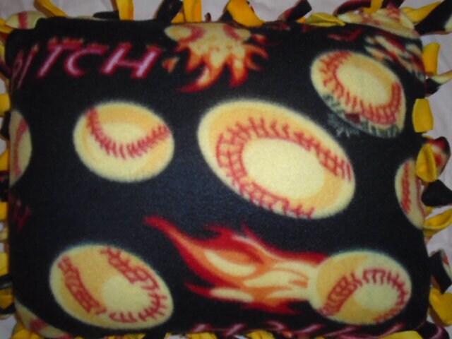 Brand New Sports Softball Fastpitch Print Double Sided Hand Tied Fleece ...