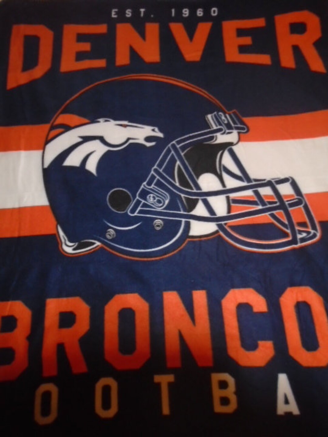 Brand New NFL Denver Broncos Football Double Sided Hand Tied Fleece Rag ...