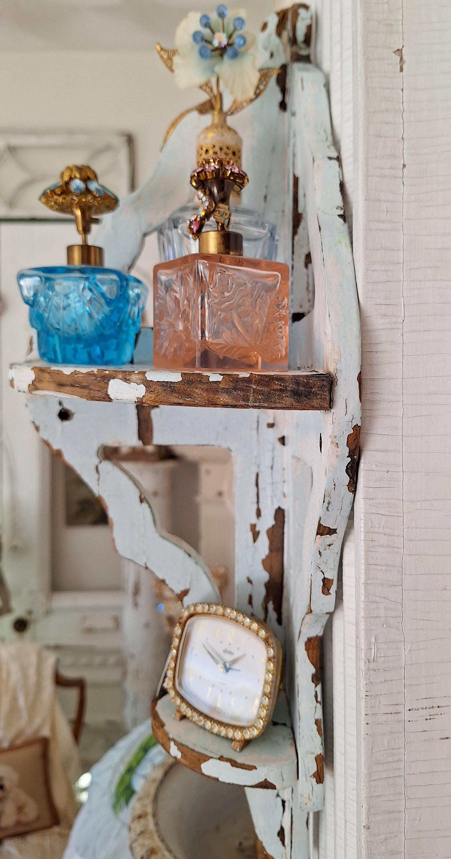 Antique French Wood CORNER SHELF. Original Paint, Chippy, Brocante ...