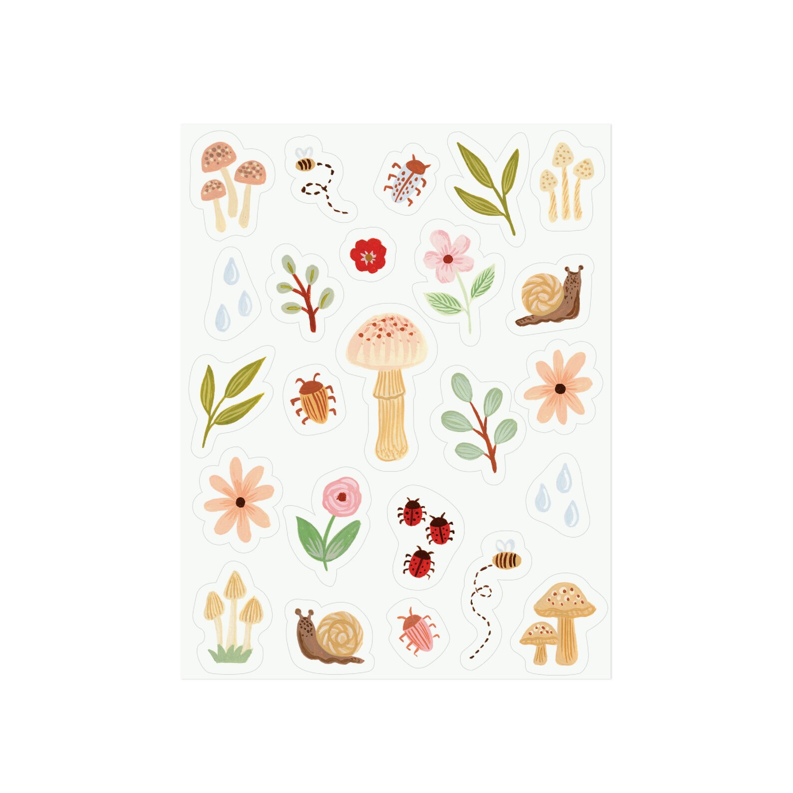 Forest Garden Sticker Pack Illustrated Soft Vinyl Stickers Single Sheet ...
