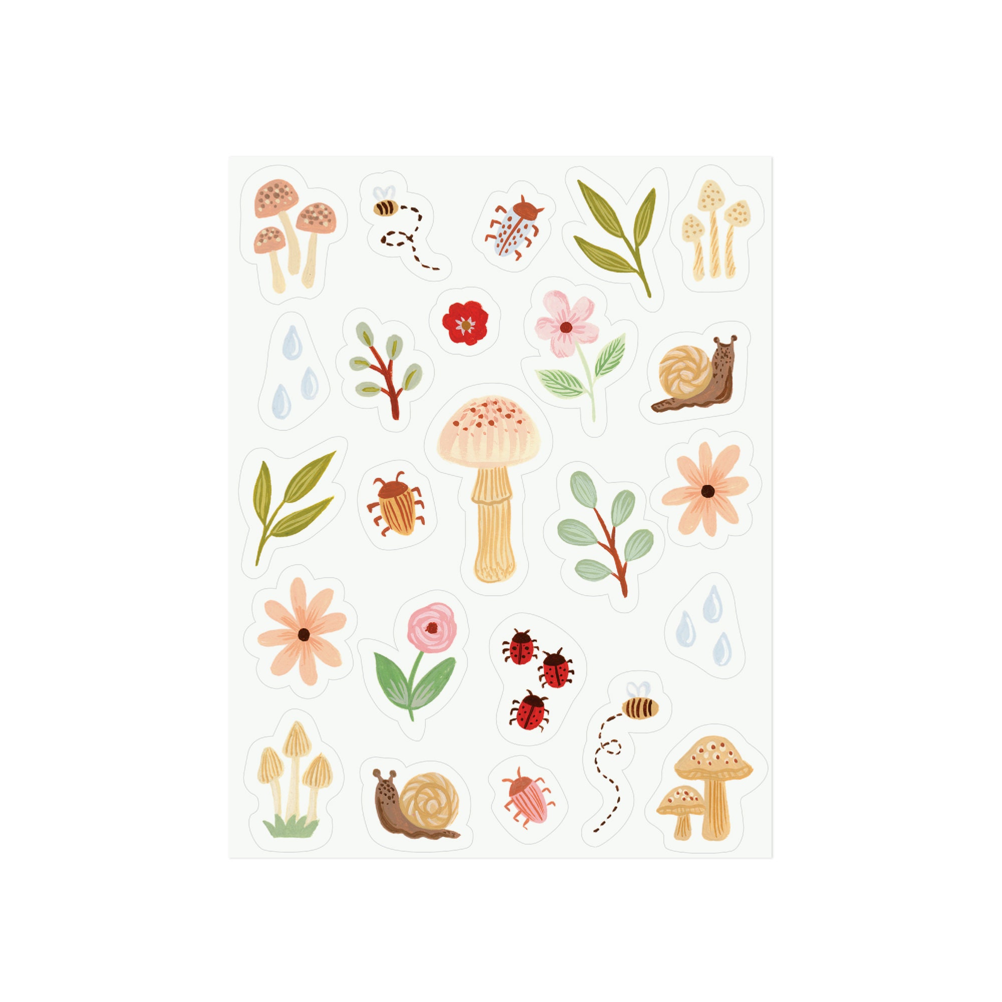 Forest Garden Sticker Pack Illustrated Soft Vinyl Stickers Single Sheet ...