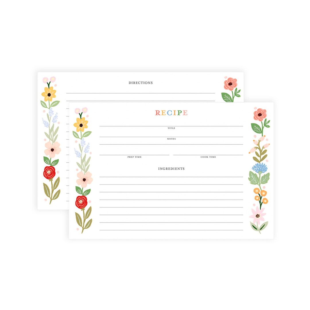 Edible Flowers Double Sided Recipe Cards Illustrated Recipe Cards Gifts ...