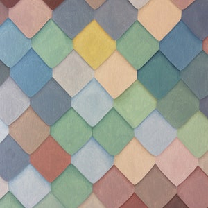 Tiles, Original Oil Painting on Canvas, Pastel Colours, Ready to Hang ...