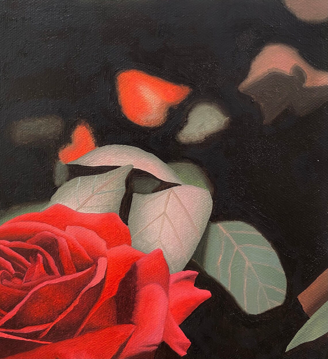 Single Red Rose Original Oil Painting on Canvas Floral - Etsy UK