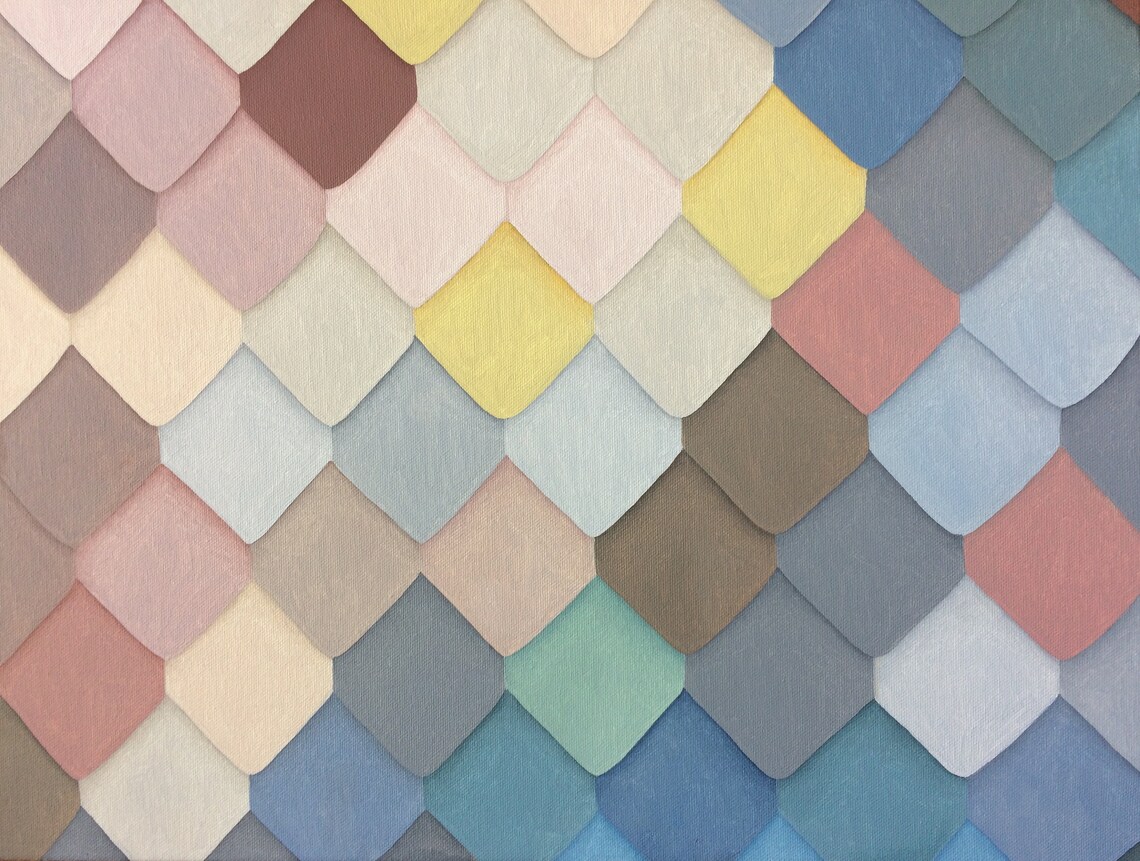 Tiles, Original Oil Painting on Canvas, Pastel Colours, Ready to Hang ...
