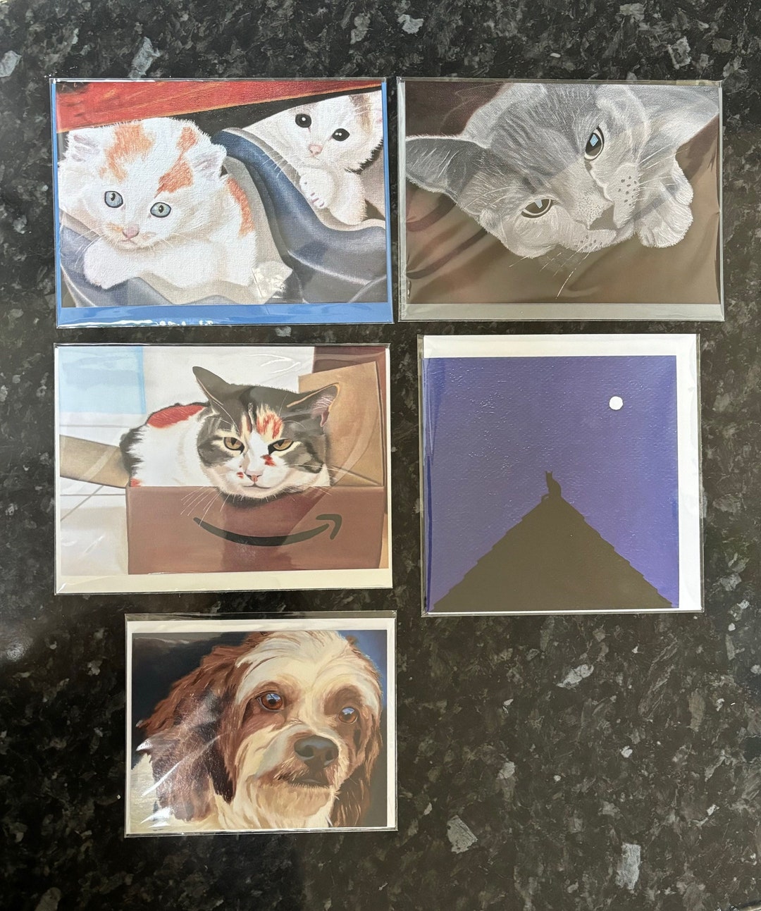 Art Greetings Cards, Cats, Dogs, Funny Kittens, Grey Tabby Cat, Calico ...