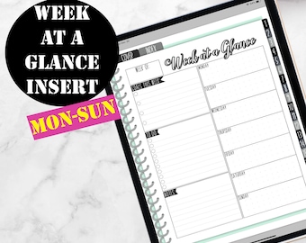 Mon-sun Weekly Planner Printable Digital Download Goodnotes | Etsy