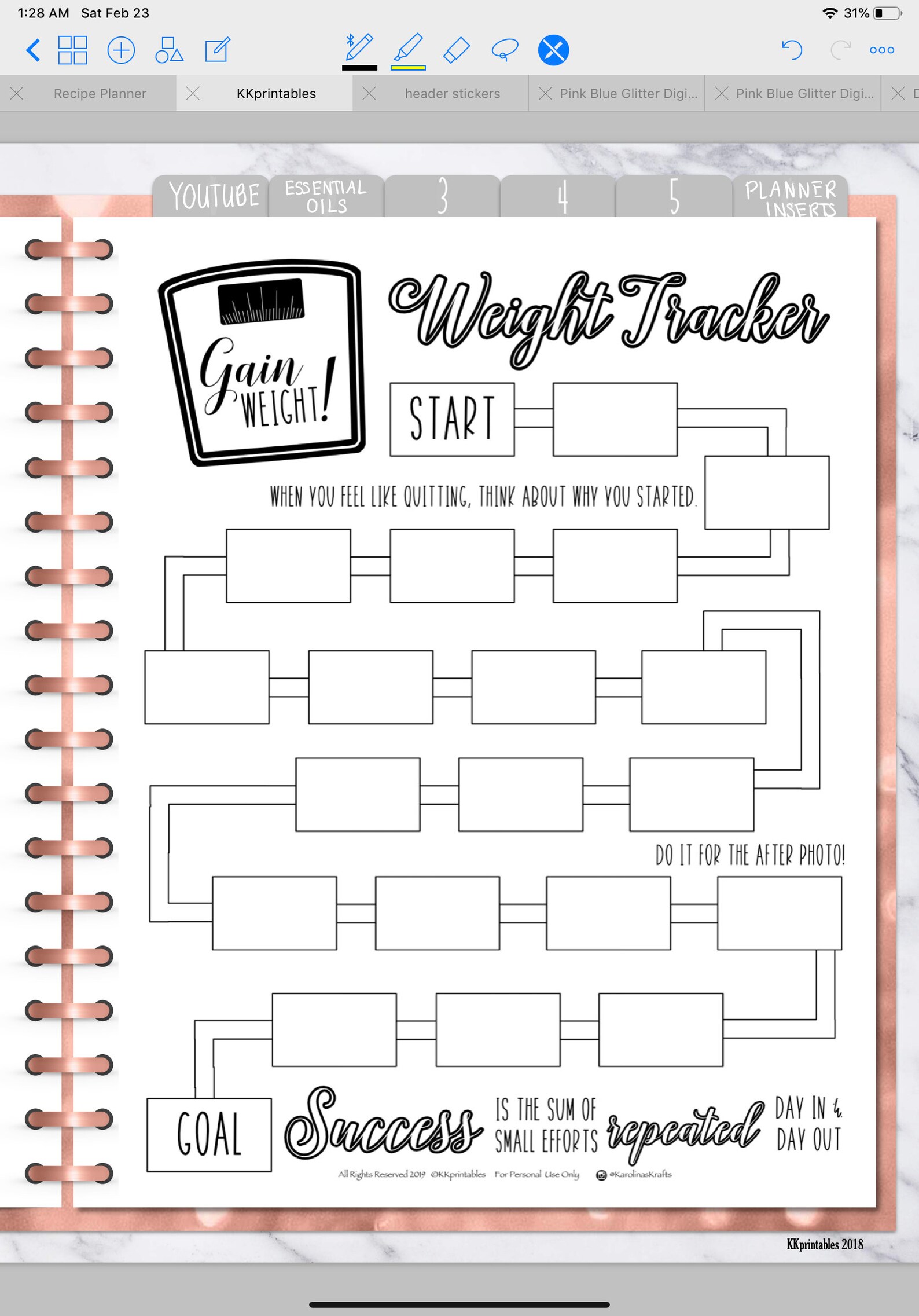 Weight Gain Motivation Tracker Printable Weight Tracker - Etsy