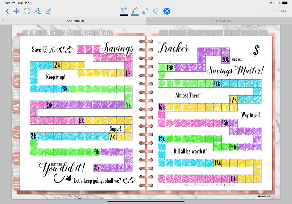 Savings Tracker Printable on 2 Pages, Savings Tracker Insert, Savings ...