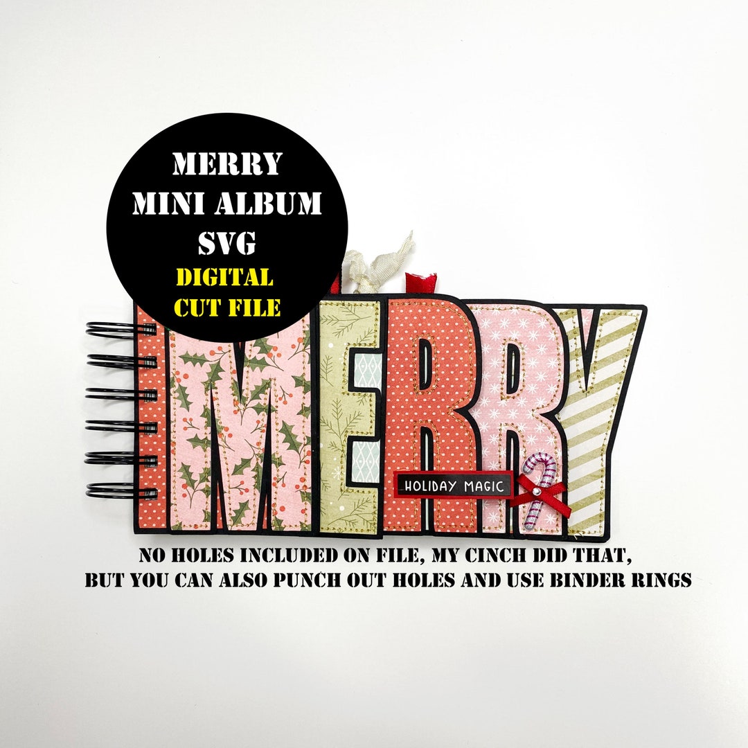 MERRY Mini Album SVG Digital File, Christmas Mini Album SVG, Xmas Album ...
