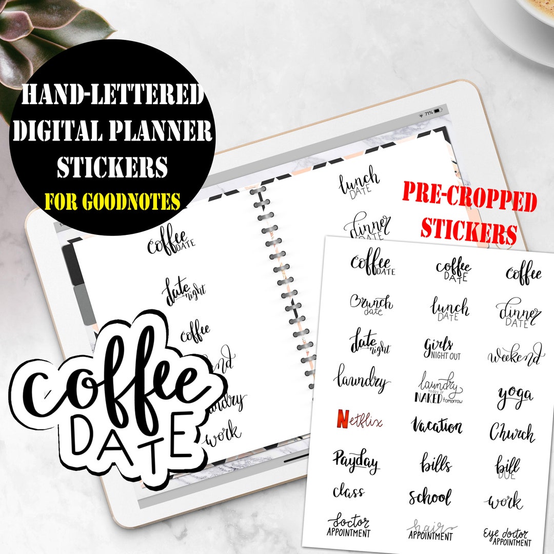 24 Digital Hand Lettered Stickers, Digital Stickers for Goodnotes ...
