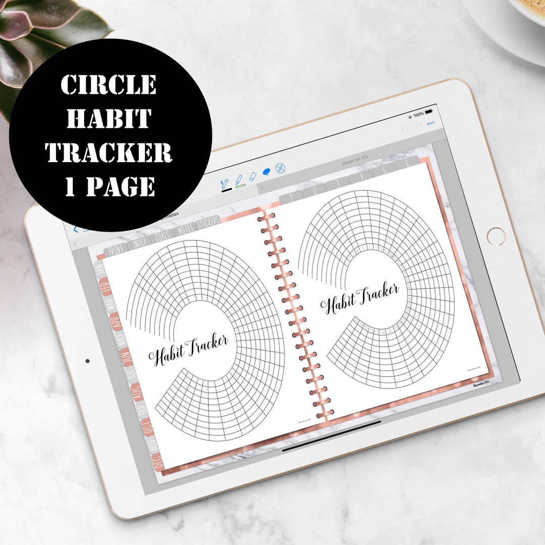 Radial Habit Tracker Insert on 1 Page, Circle Habit Tracker Printable ...