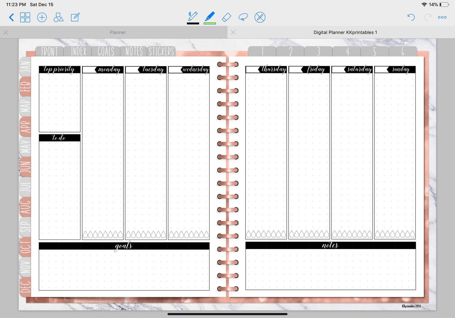 Mon-sun Weekly Planner Printable Digital Download Goodnotes | Etsy