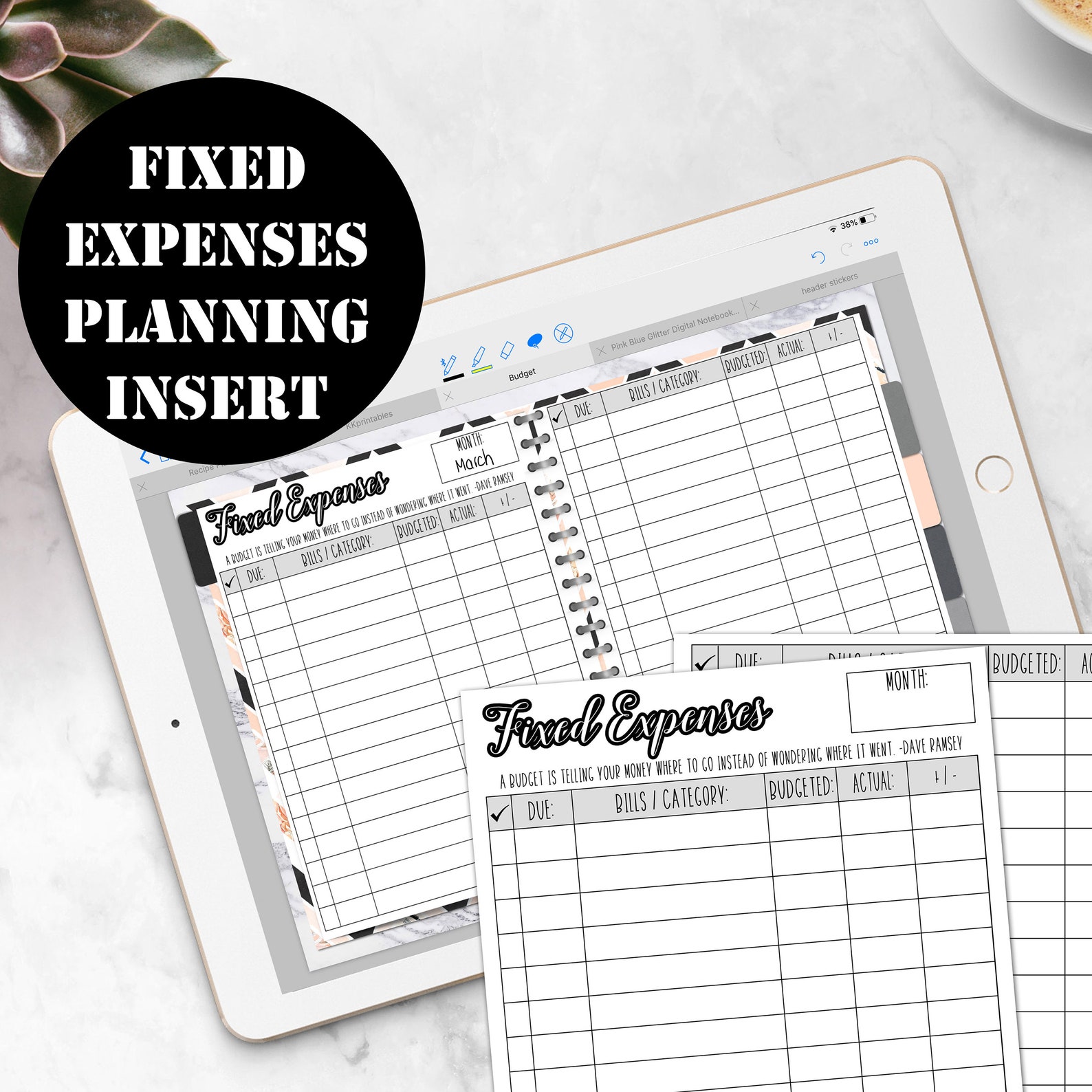 Fixed Expenses Budget Planner Insert Budget Tracker - Etsy
