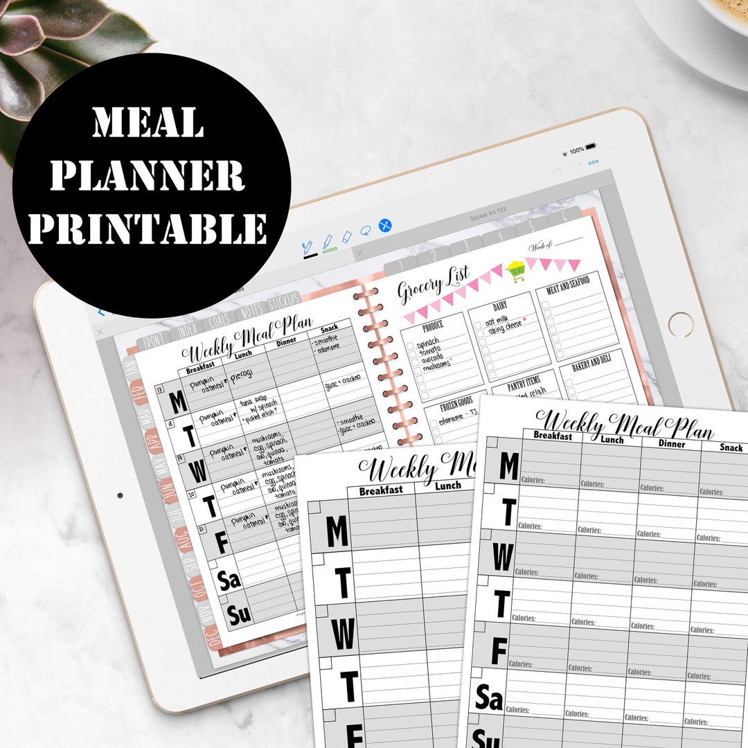 Meal Planner Printable Digital Download, Goodnotes Planner Insert, Erin ...