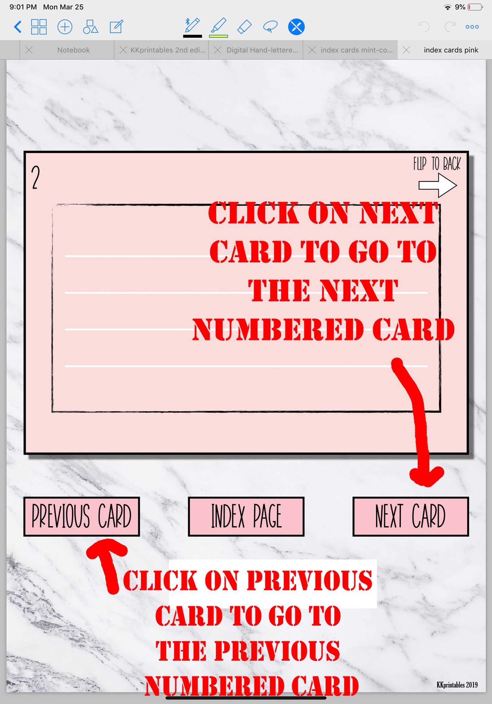 50 Digital Flash Cards Digital Study Cards for Goodnotes | Etsy