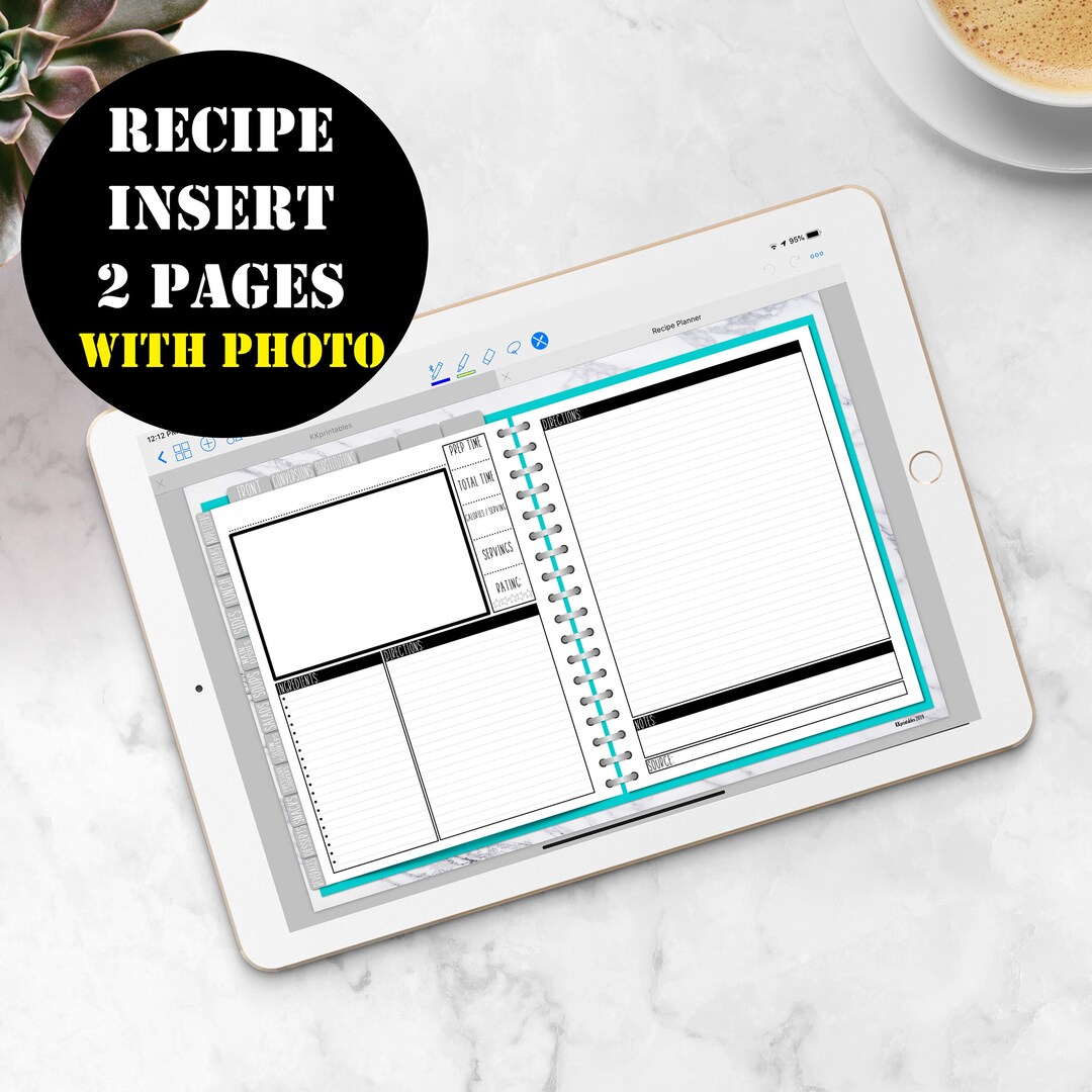 Recipe Cards Insert Printable Digital Download, Goodnotes Planner ...