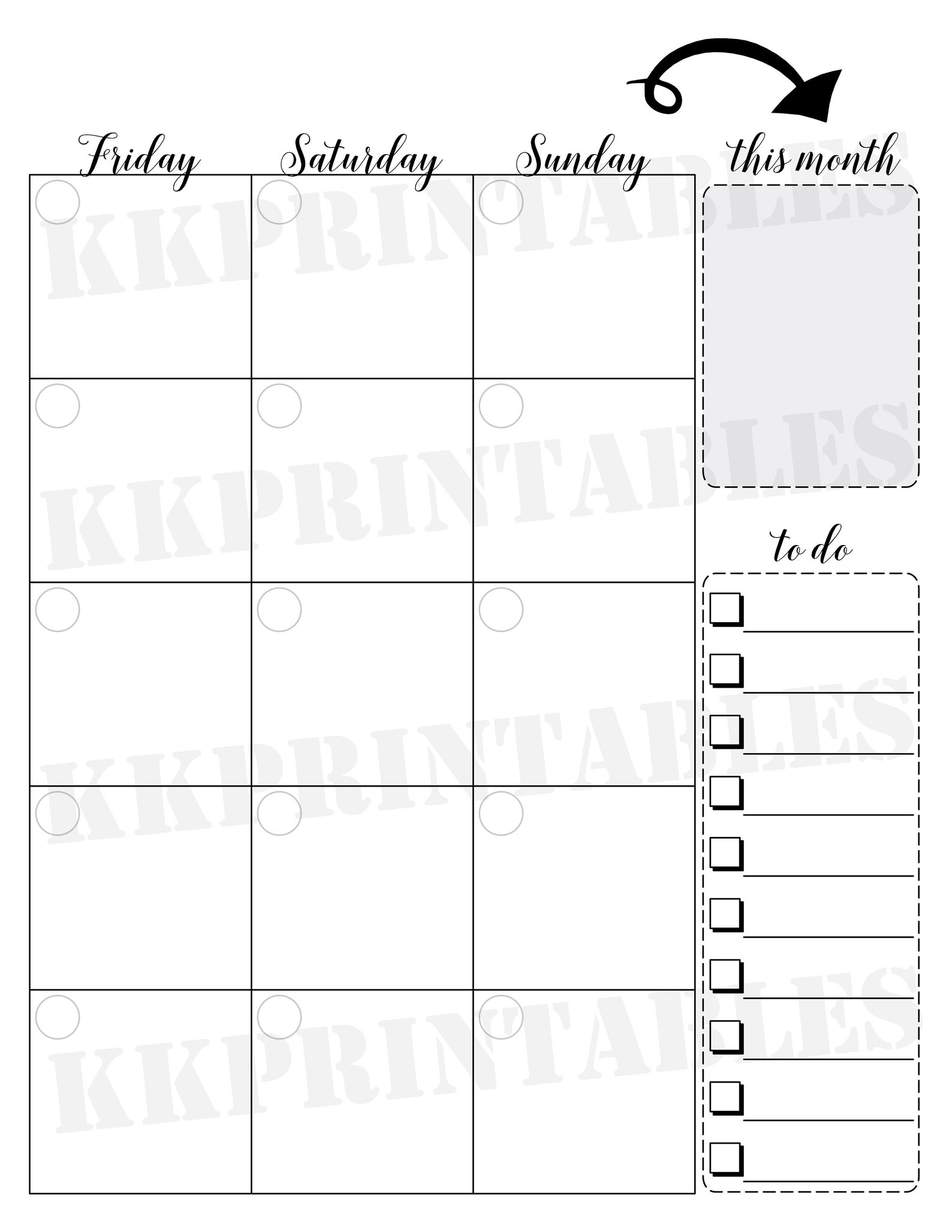 Monday-sunday Monthly Calendar Monthly Digital Planner | Etsy