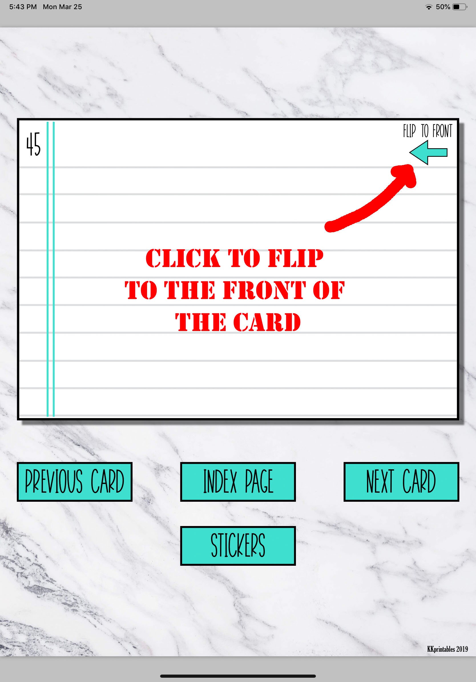 50 Digital Flash Cards Digital Study Cards for Goodnotes | Etsy
