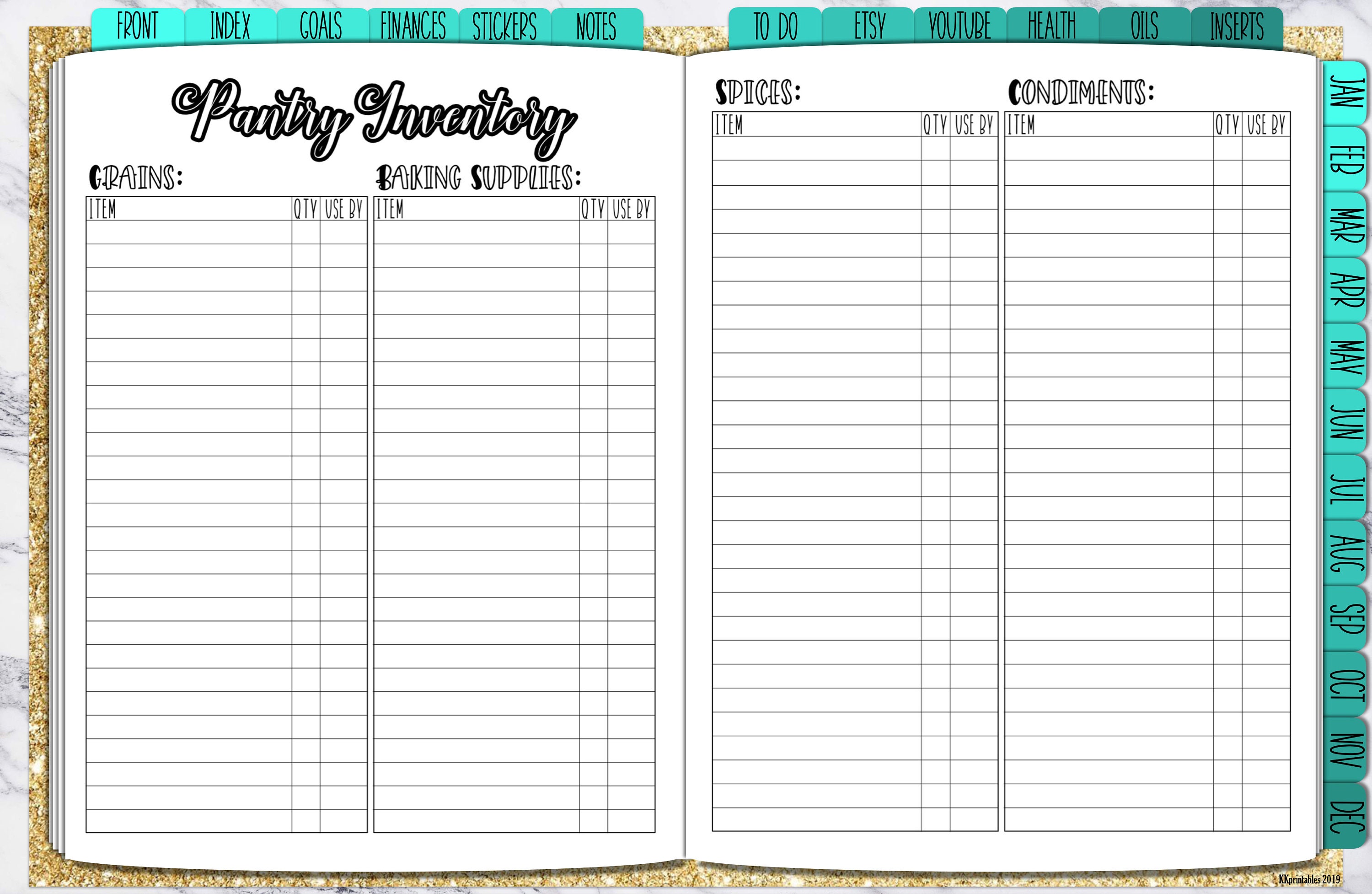 Pantry Inventory Tracker Insert Bundle, Pantry Tracker Printable ...