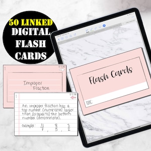 50 Digital Flash Cards, Digital Study Cards for Goodnotes, Digital ...