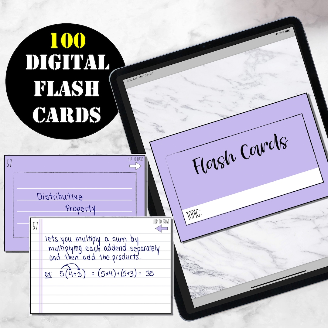 100 Digital Flash Cards, Digital Study Cards for Goodnotes, Digital ...