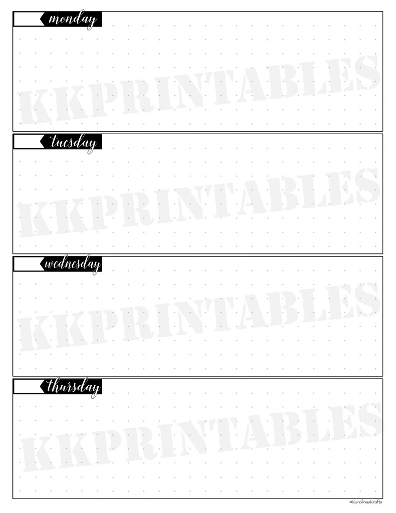 Mon-sun Horizontal Weekly Planner Printable Digital Download | Etsy