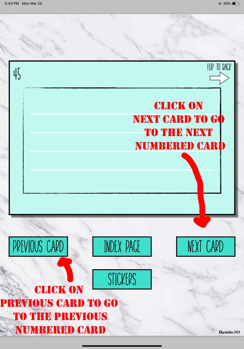 50 Digital Flash Cards, Digital Study Cards for Goodnotes, Digital ...