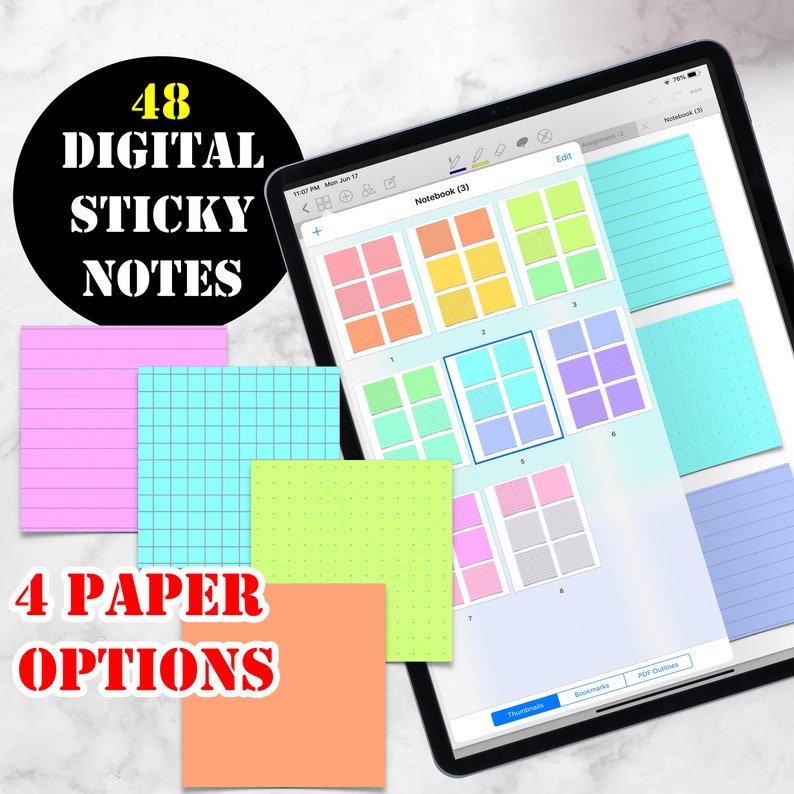 48 Digital Sticky Notes With 4 Different Paper Styles and 12 - Etsy