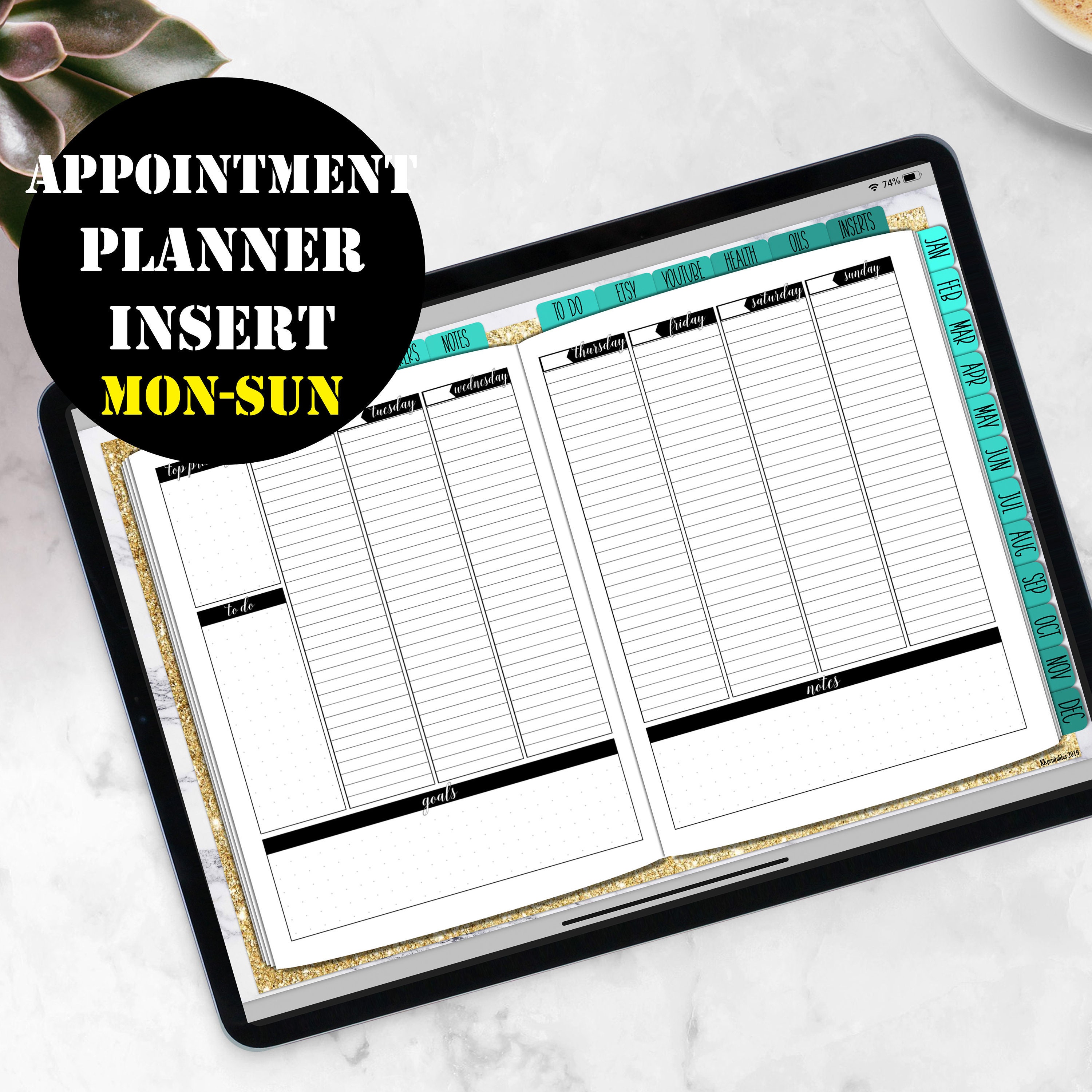 Monday-sunday Vertical Weekly Planner Printable Digital Download ...