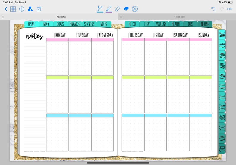 Mon-Sun Vertical Weekly Planner Printable Digital Download | Etsy